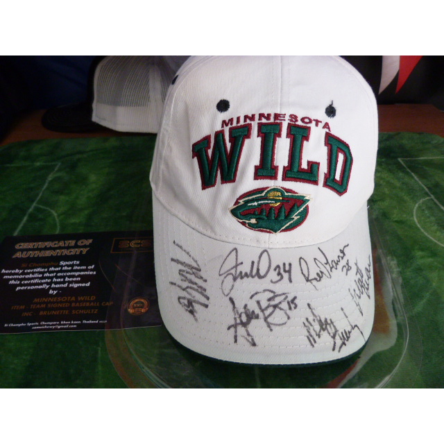 หมวกเบสบอลพร้อมลายเซ็นของแท้ Genuine NHL Minnesota Wild Ice Hockey Team ...
