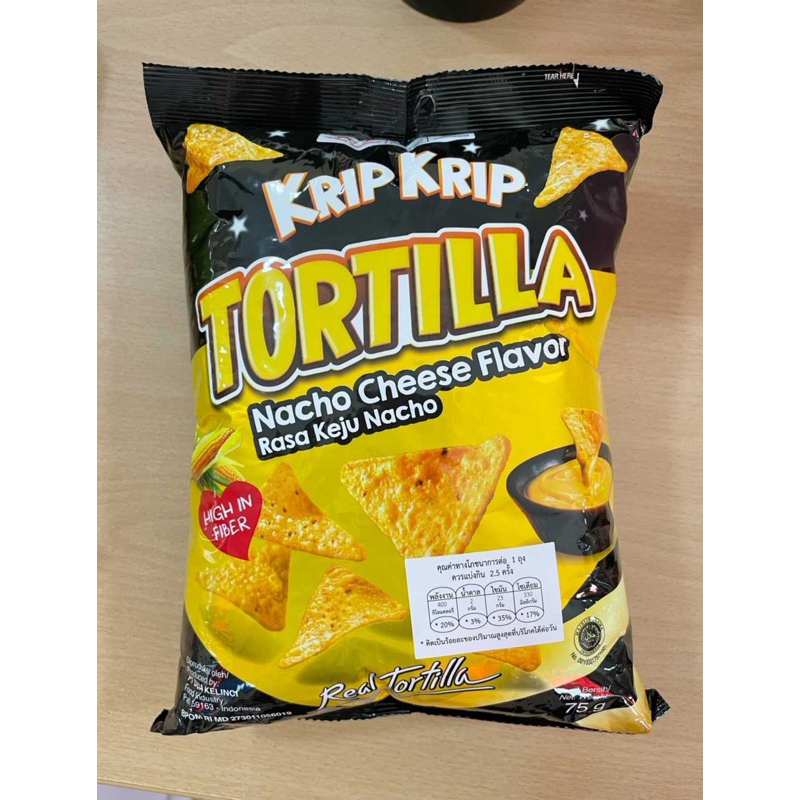 KRIP KRIP-TORTILLA รสนาโนชีสข้าวโพดอบกรอบ75กรัม | Shopee Thailand