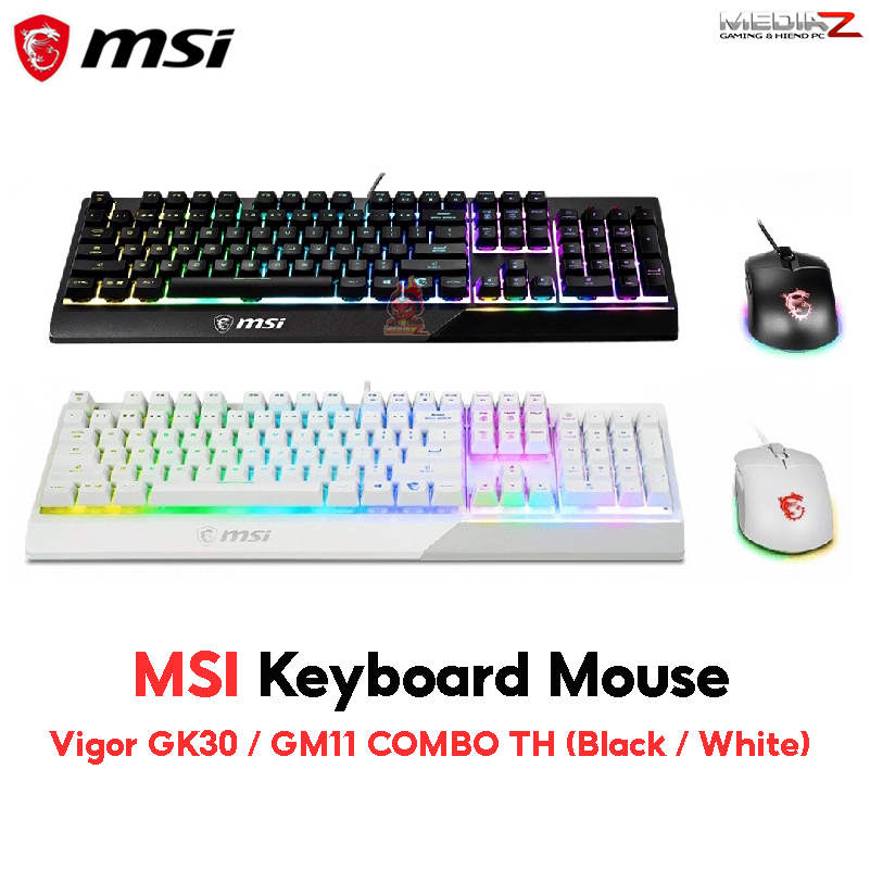 MSI Keyboard Mouse Vigor GK30 / GM11 COMBO TH ( Black / White ) GAMING ...