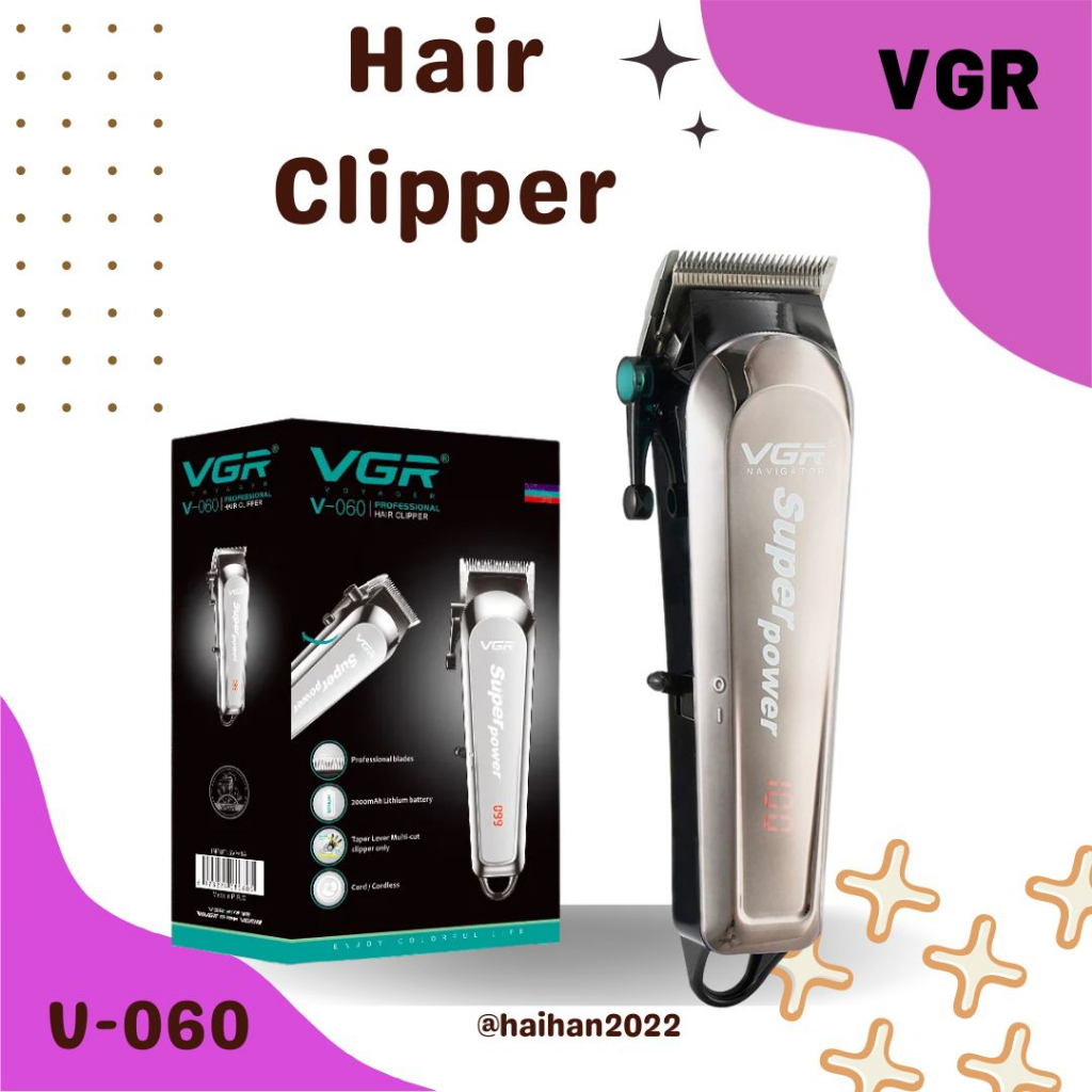 ปัตตาเลี่ยนตัดผมแบบไร้สาย VGR รุ่น V-060 ปัตตาเลี่ยนตัดผมแบบไร้สาย มีหน้าจอ LED (พร้อมส่ง ...