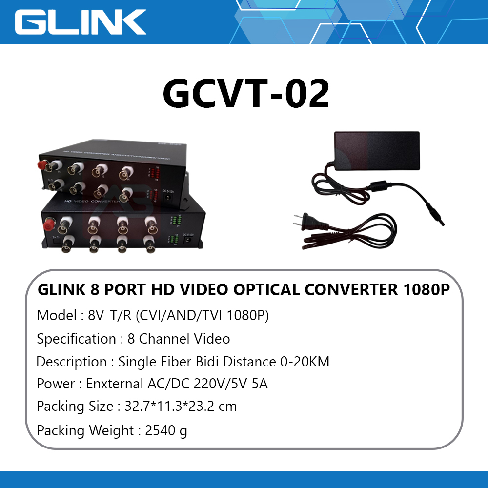 GLINK BNC to Fiber 8 CH (AHD/TVI/CVI 1080P) รุ่น GCVT-02 | Shopee Thailand