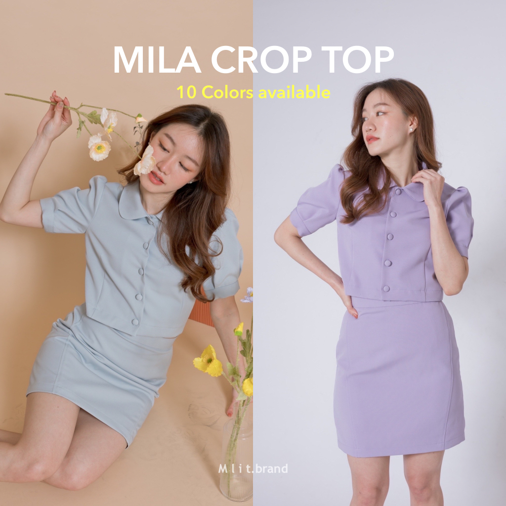 MILA Crop top เสื้อครอปสีพื้น (Mlit_brand) | Shopee Thailand
