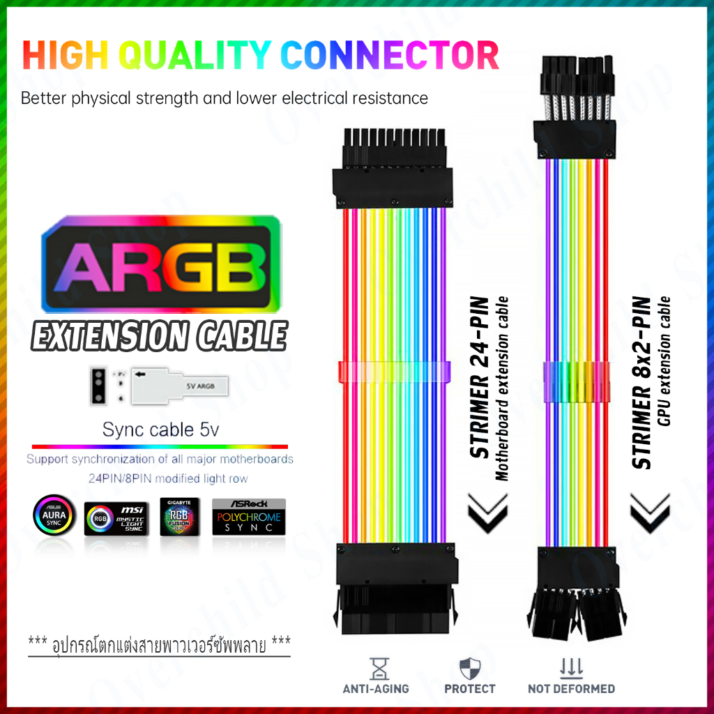 ชุดสายตกแต่งคอม RGB สำหรับพาวเวอร์ซัพพลาย - [ ARGB PSU CAฺBLE STRIMER ...
