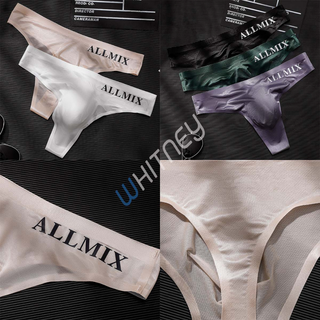 กางเกงในจีสตริงผู้ชาย(G-string) มีเป้า ไร้ขอบ ALLMIX สุด sexy ผ้า Nylon(EUM3) | Shopee Thailand