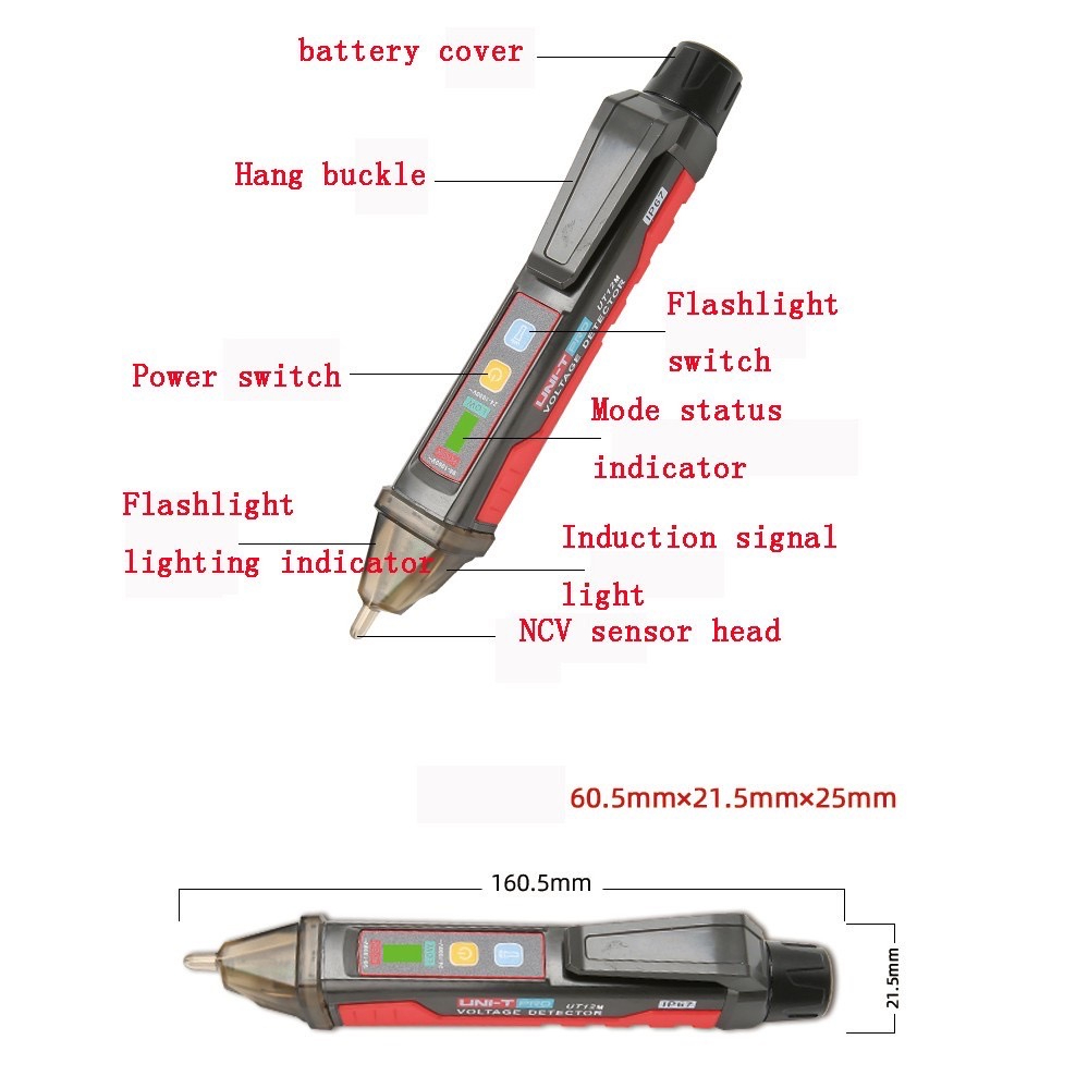 UNI-T UT12M ปากกาตรวจจับแรงดันไฟฟ้า ไขควงวัดไฟนอกสาย วัดไฟมีเสียง ปากกา ...