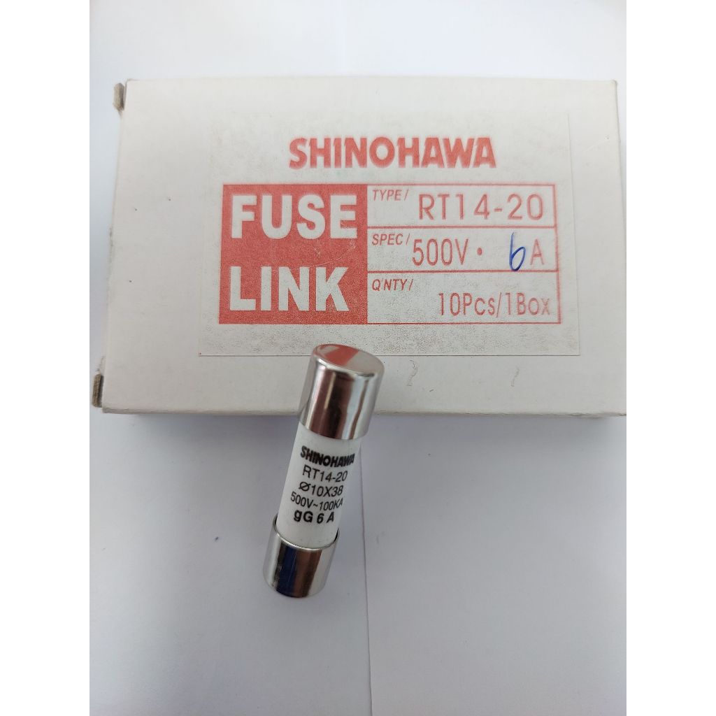 "SHINOHAWA " ฟิวส์กระเบื้องเซรามิค FUSE LINK RT14-20 Ø10X38 ***(ราคาต่อ1ชิ้น)***สามารถออกใบกำกับ ...
