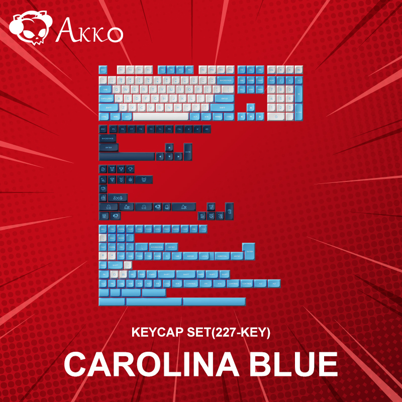 คีย์แคป Akko Carolina Blue Keycap Set(227-Key) | Shopee Thailand