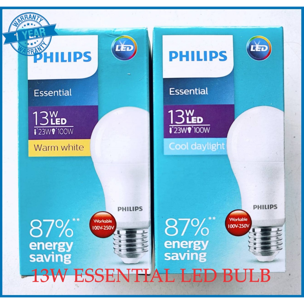 PHILIPS หลอดไฟ LED ฟิลลิปส์ บัล์บ ESSENTIAL LED BULB 13W ขั้วเกลียว E ...