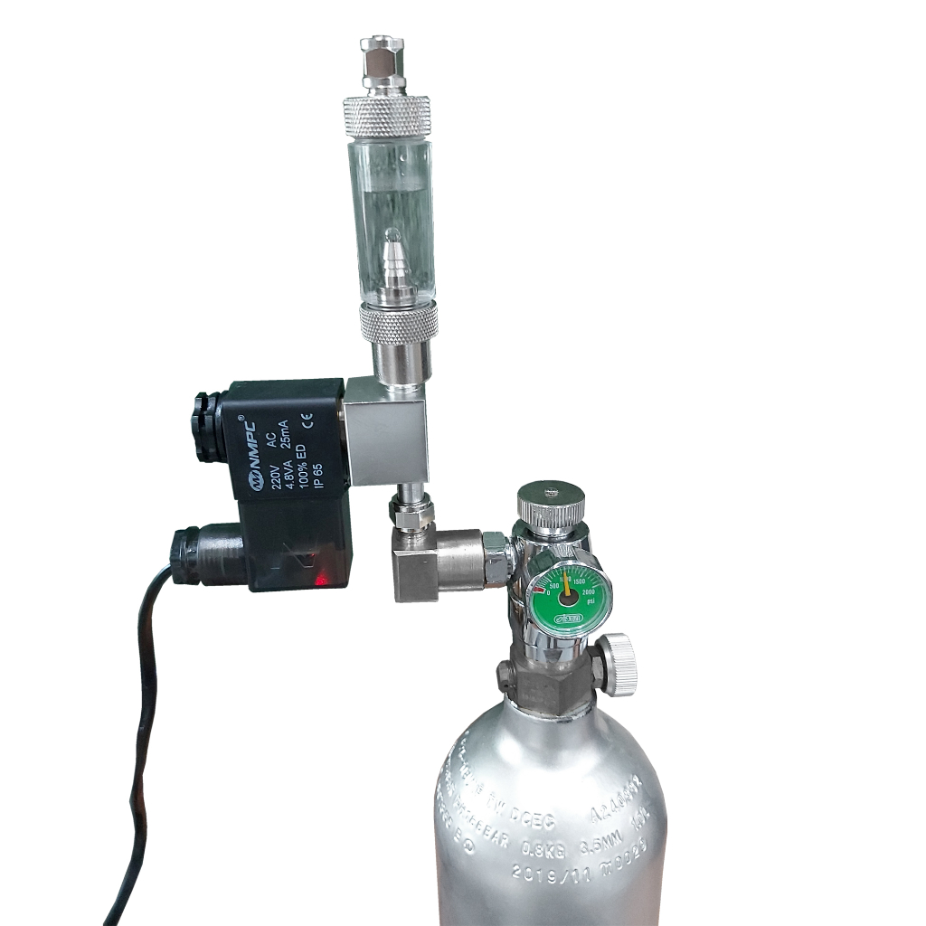 UMEGA หัวเรกูเลเตอร์ CO2 รุ่น I-584BC พร้อมโซลินอยวาล์วและตัวนับฟอง ...