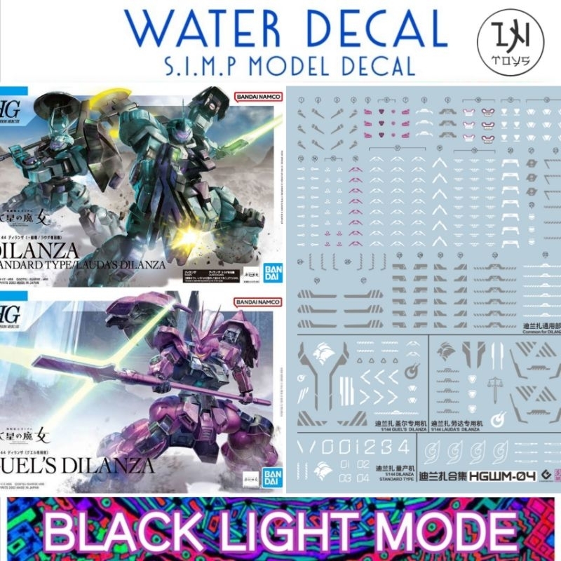 Water Decal HG 1/144 GUEL'S DILANZA / DILANZA STANDARD ยี่ห่อ S.I.M.P ...