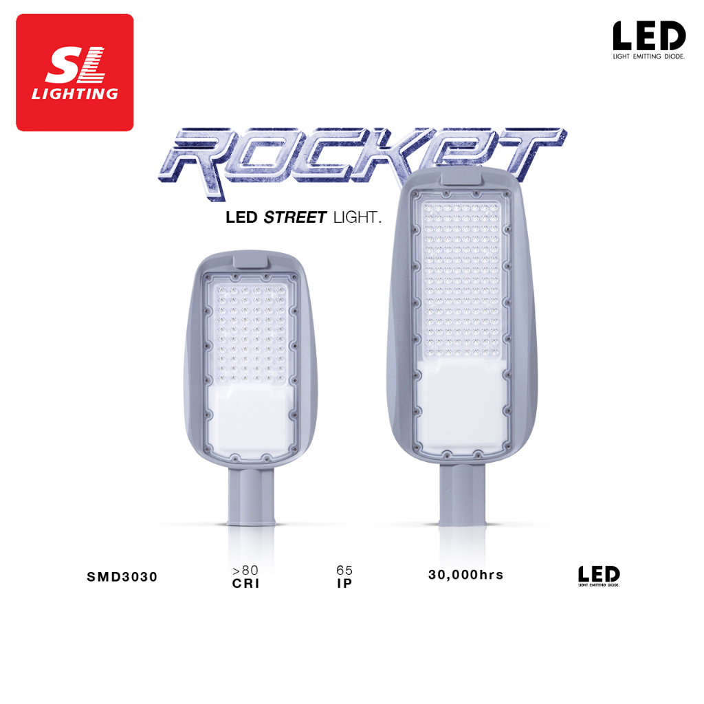 SL LIGHTING | LED STREET LIGHT รุ่น ROCKET 50W, 100W โคมไฟถนน | Shopee ...