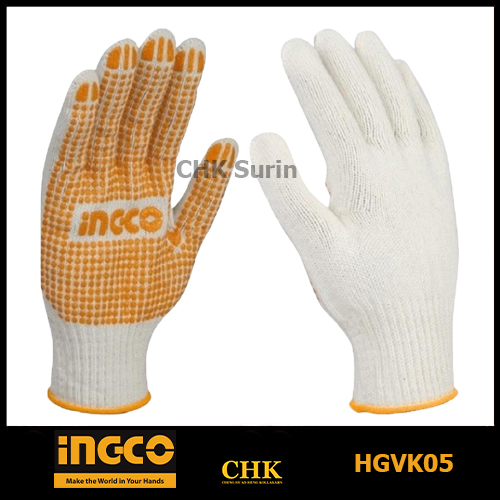 INGCO HGVK05 ถุงมือผ้า กันลื่น Cotton เกรด A ไซส์ XL รุ่น (Cotton ...