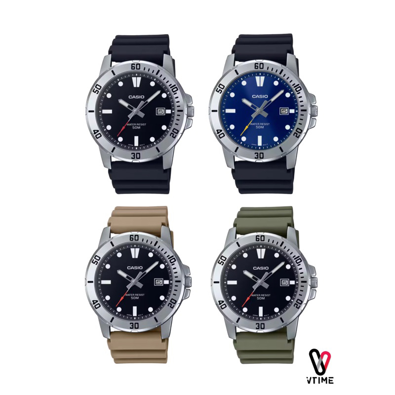 CASIO นาฬิกาข้อมือสายเรซิน MTP-VD01-1E MTP-VD01-2E MTP-VD01-3E MTP-VD01 ...