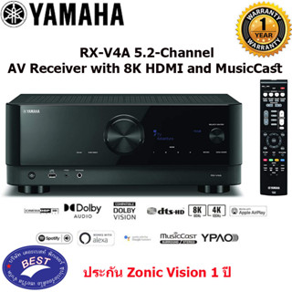 Yamaha RX-V4A 5.2-Channel AV Receiver with 8K HDMI and MusicCast ...