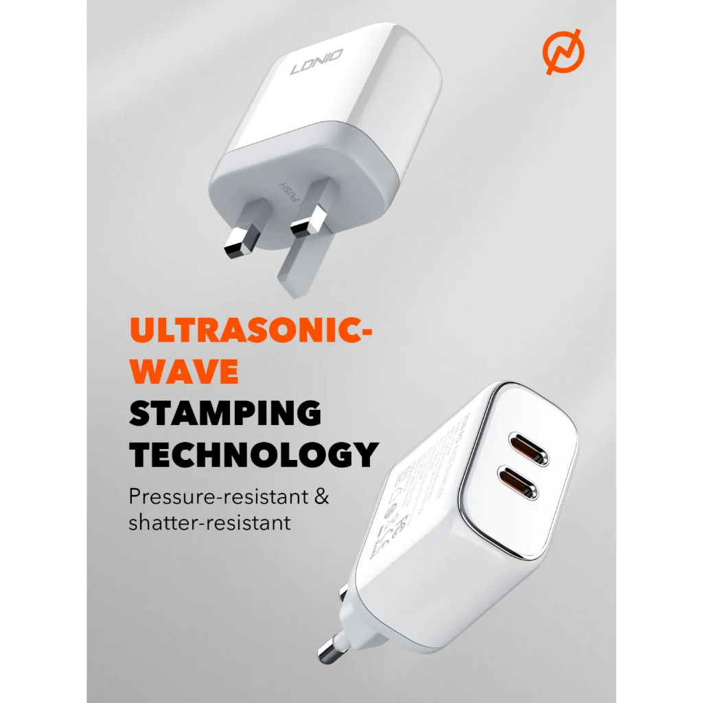 ชุดชาร์จเร็ว LDNIO Dual USB-C Port 35W Power Adapter MFI หัวชาร์จ ที่ ...