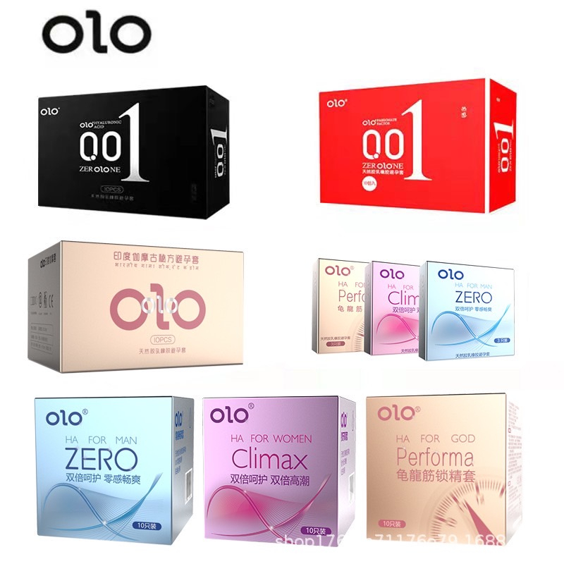OLO basic thin condoms 001 10pcs 50-52-54mm ถุงยางอนามัย ถุงยาง (10ชิ้น/1กล่อง) แบบบาง บาง 0.01 ...