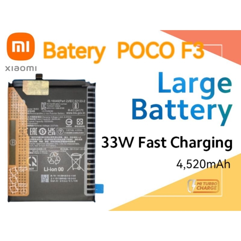 แบตเตอรี่ Xiaomi POCO F3 Battery-BM4Y-30%SOC 4520mAh Original (100% ...