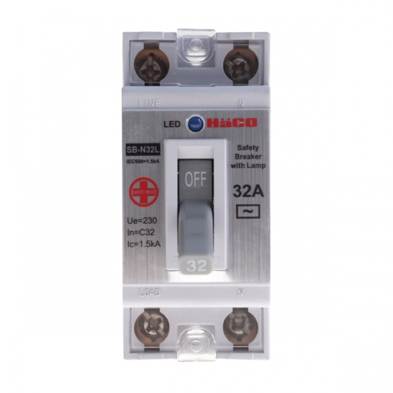 Haco เซฟตี้เบรกเกอร์ กันไฟเกิน 25,32 แอมป์ มีไฟสัญญาณโชว์ SB-N32L ของแท้100% มือ1พร้อมส่ง ...