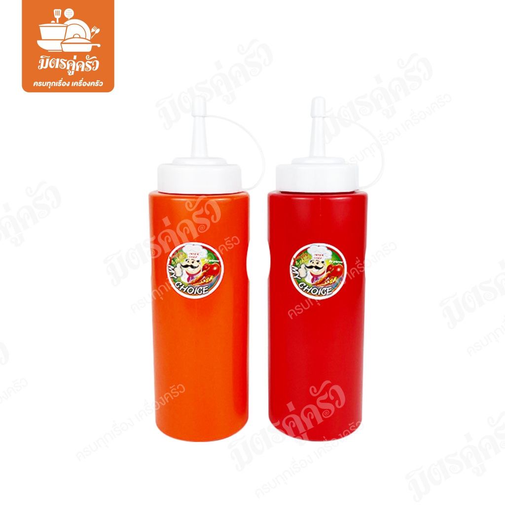 ขวดซอสพลาสติก ขวดซอสมือบีบ 1 รู (MY CHOICE) สีแดง/ส้ม Pioneer (PNB) 500ml. / 700ml. / 900ml ...