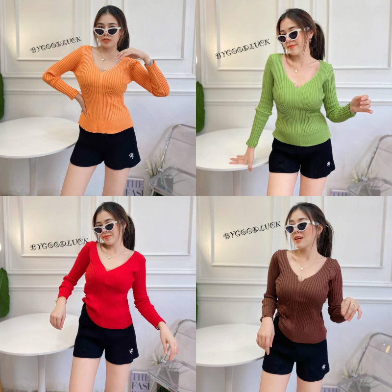 🌈Spinny House🌈 เสื้อไหมพรมผ้าร่อง 💓 คล้องคอ เรียบๆแต่น่ารัก เริสค่า ทรงดีมาก😀รุ่น บาซ่า | Shopee ...