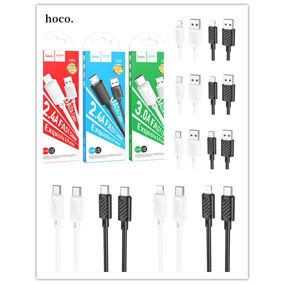 HOCO X88 สายชาร์จ 2.4A Fast charge data cable ยาว 1ม. รุ่น type-c ...