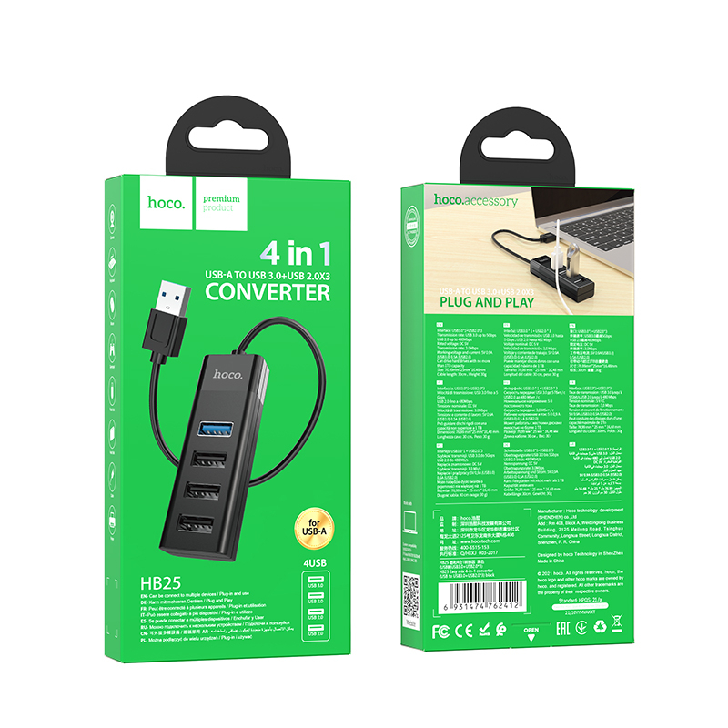 Hoco HB25 4in1 HUB USB รองรับ 3.0 HUB Type-C สายพ่วง | Shopee Thailand