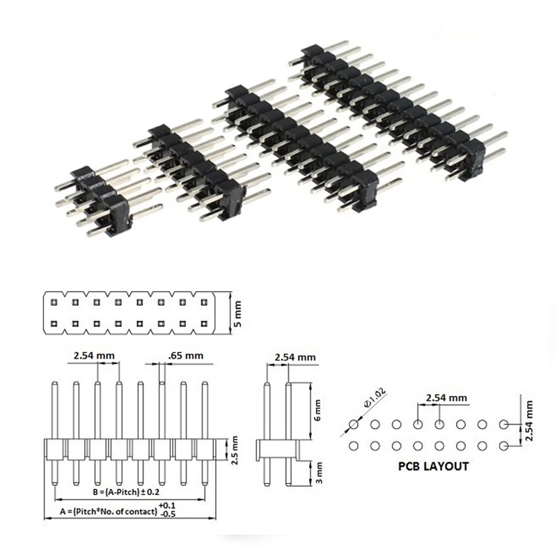 ซ็อกเก็ต แถวคู่ เมีย ผู้ จั้มเปอร์ Pin Header Female Double Row Single ...
