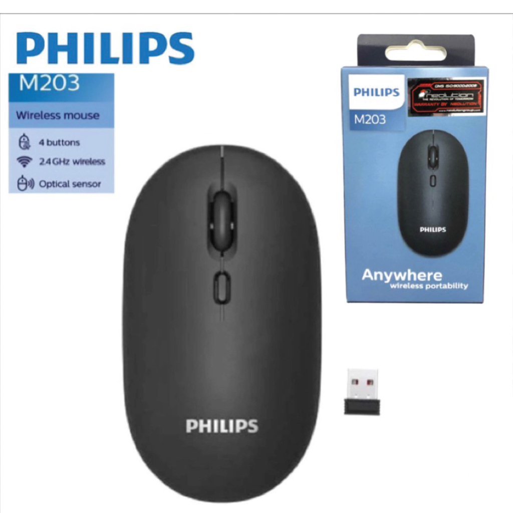 Philips Mouse Wireless Model M203 เม้าส์ไร้สาย Philips รับประกัน 2 ปี ...