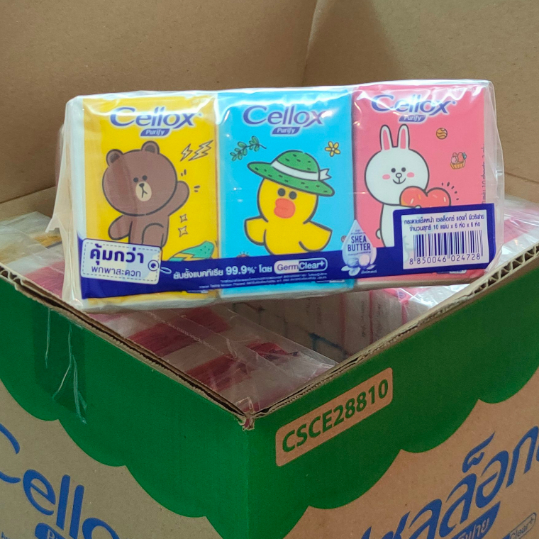 *ยกลัง* CELLOX PURIFY LINE FRIENDS กระดาษทิชชู่พกพา แฮงกี้ (10แผ่น/ห่อ ...