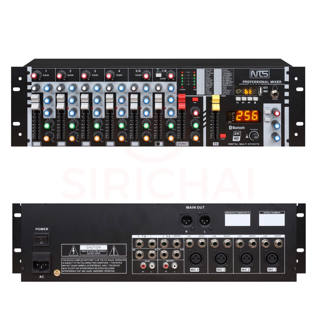 มิกเซอร์หน้าตั้ง NTS รุ่น VZ802 ติดrackได้ มิกเซอร์ 8 CH พร้อม USB+Bluetooth/256 DSP effect ...