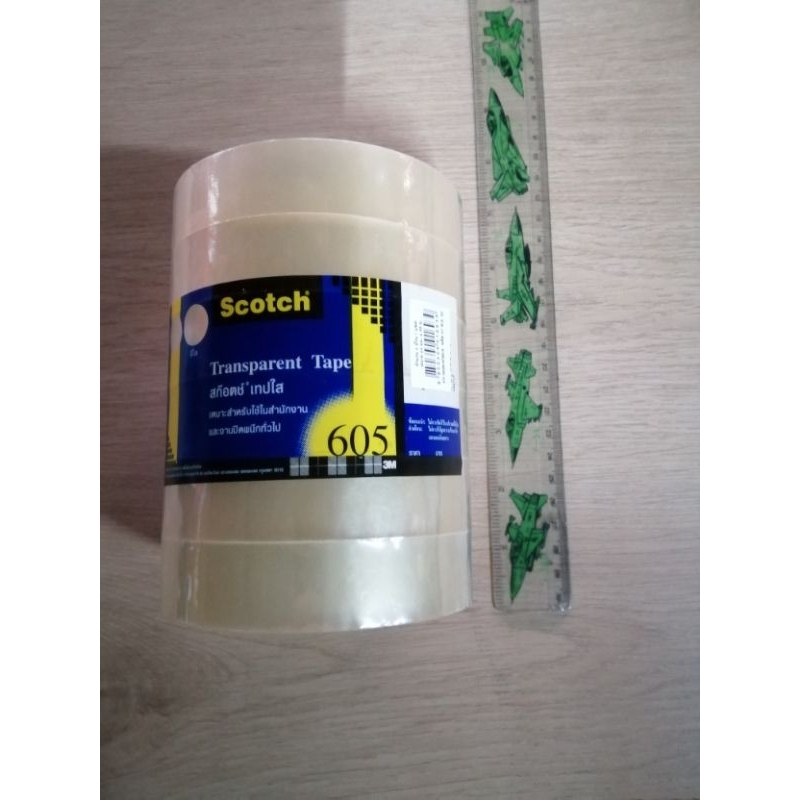 เทป ใส 3M Scotch รุ่น 605 ขนาด 24 มม. x 66 ม. แกน ใหญ่ 3 นิ้ว (1x6 ม้วน ...