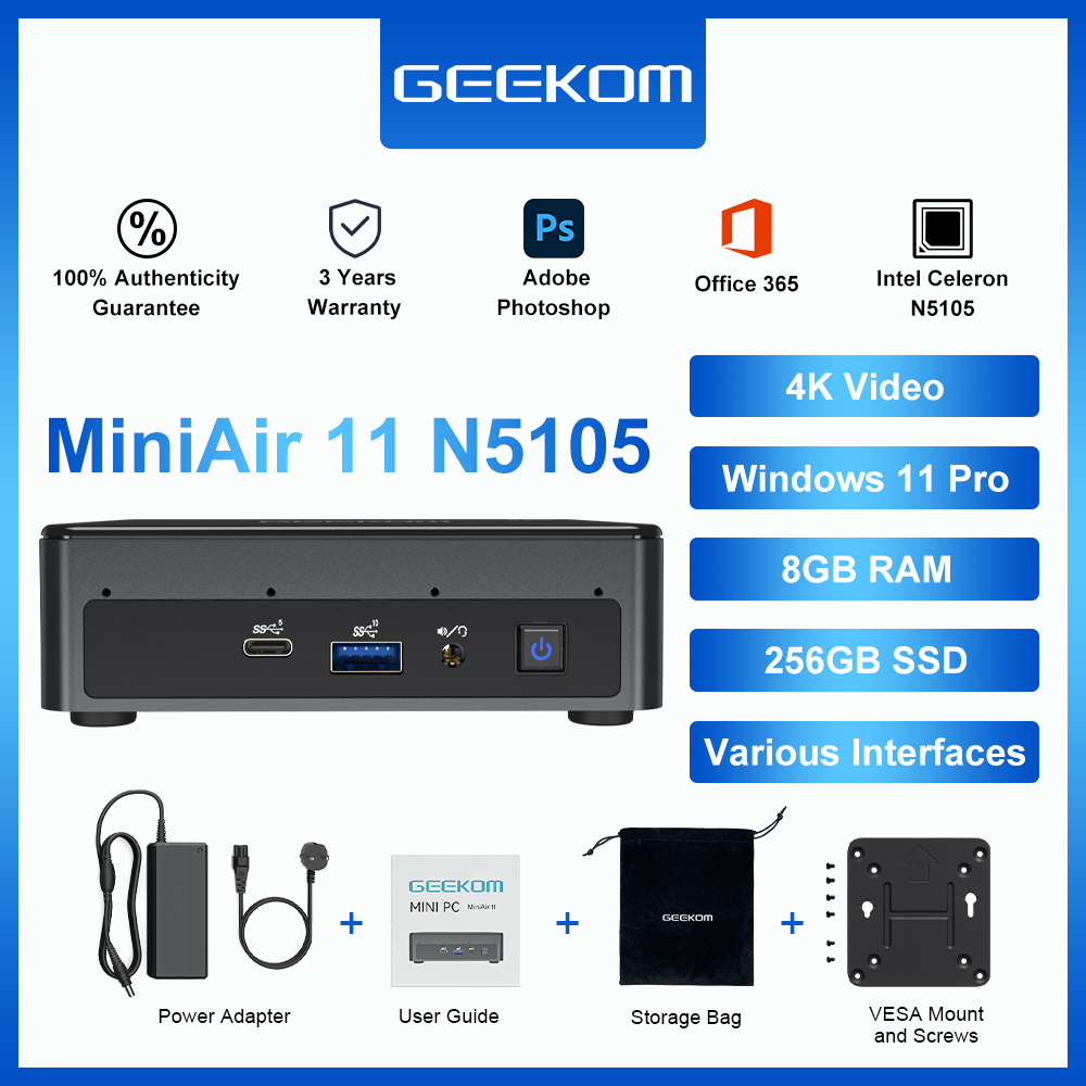Geekom คอมพิวเตอร์ตั้งโต๊ะ Mini Pc Miniair11 พร้อม 11Th Gen N5105(Up To ...