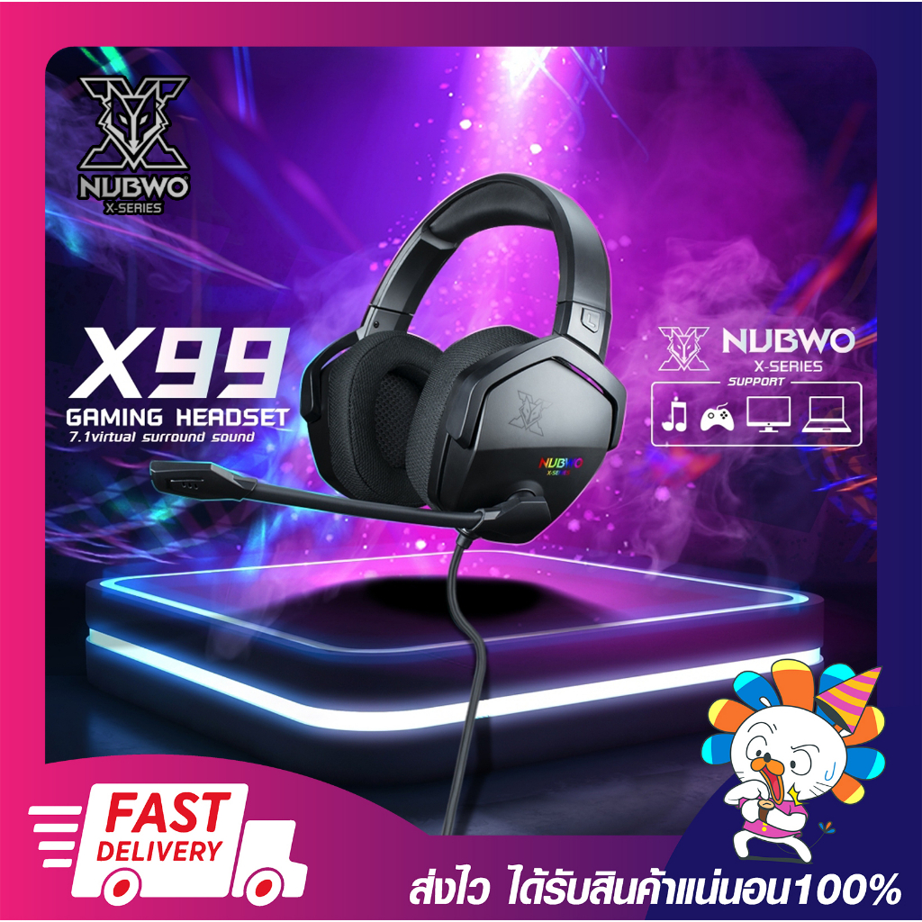 หูฟังสำหรับเกมส์ หูฟังเกมส์ NUBWO Gaming Headset 7.1 Virtual Surround X99 X-Series สีขาว / สีดำ ...