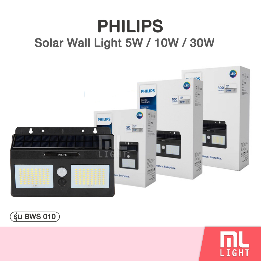 Philips ไฟติดผนัง โซล่าเซลล์ 5W 10W 30W รุ่น BWS 010 โคมไฟติดผนังโซล่า ...