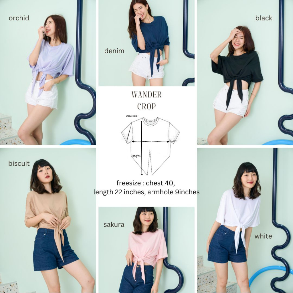 Pela.bkk wander crop เสื้อยืดผูกเอวครอปแขนสั้น | Shopee Thailand