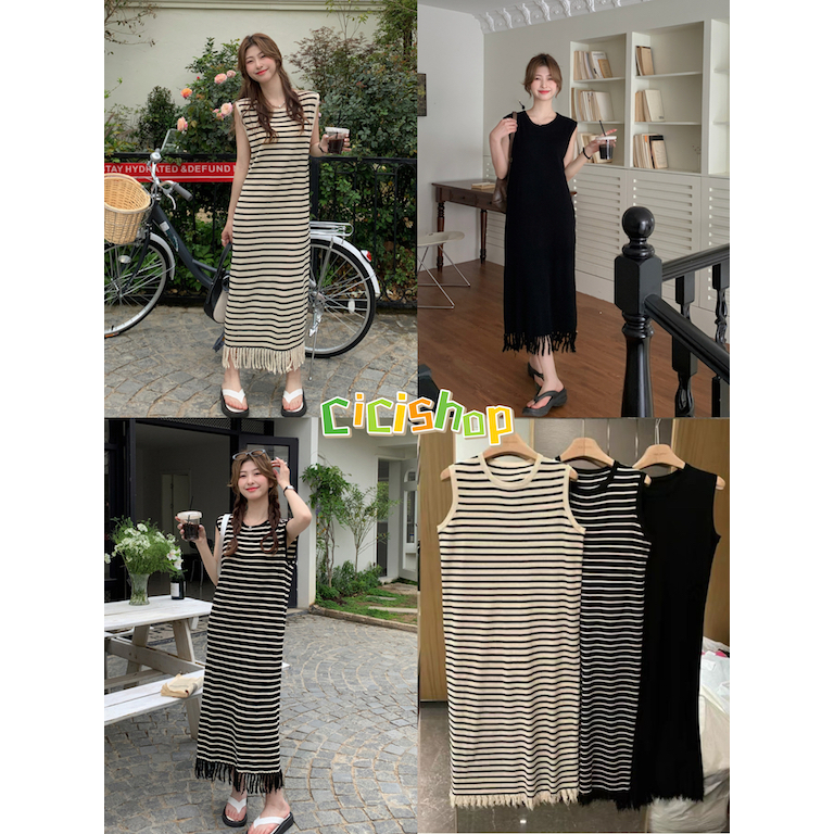 Cicishop(50075)เดรสไหมพรมเเขนกุด เหมาะกับสาวทุกสไตล์ | Shopee Thailand