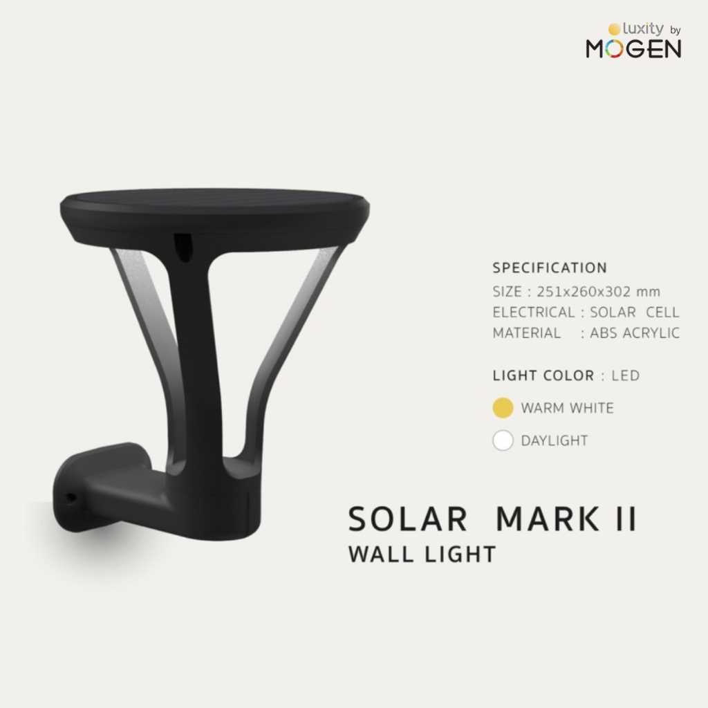 Solar Mark II Series โคมไฟโซลาร์เซลล์ แบบติดพนังและติดหัวเสา | Shopee ...