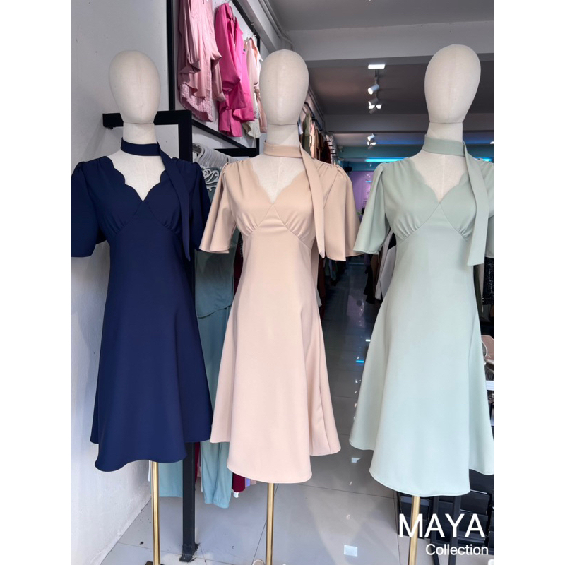 G088 มาแล้วค่า ชุดเดรสคอหยัก + เชือก ใส่ได้หลายโอกาส เพื่อนเจ้าสาว งาน ...