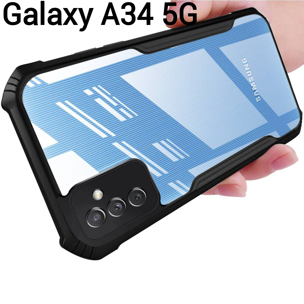 Galaxy A25 5G/A35 5G/S23 FE/A15/A05/A05S/M14 5G/M34 5GเคสกันกระแทกขอบสีหลังใสSamsung A24/A14 5G ...