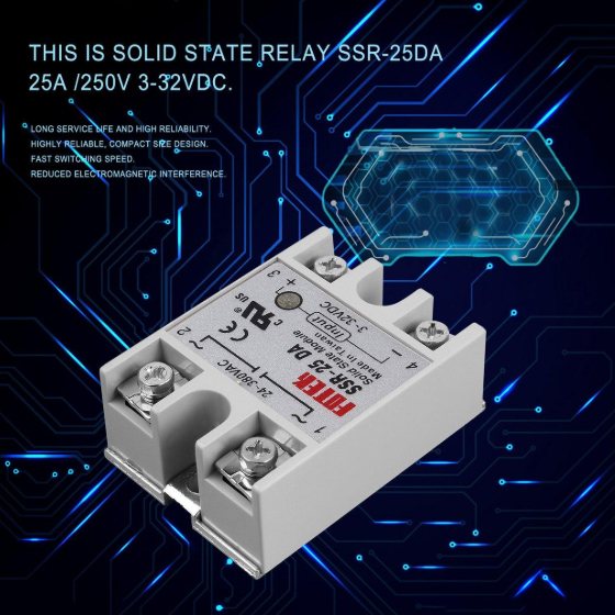Solid State Relay, SSR-25DA ,input 3-32VDC output 24-380VAC, 25A | Shopee Thailand