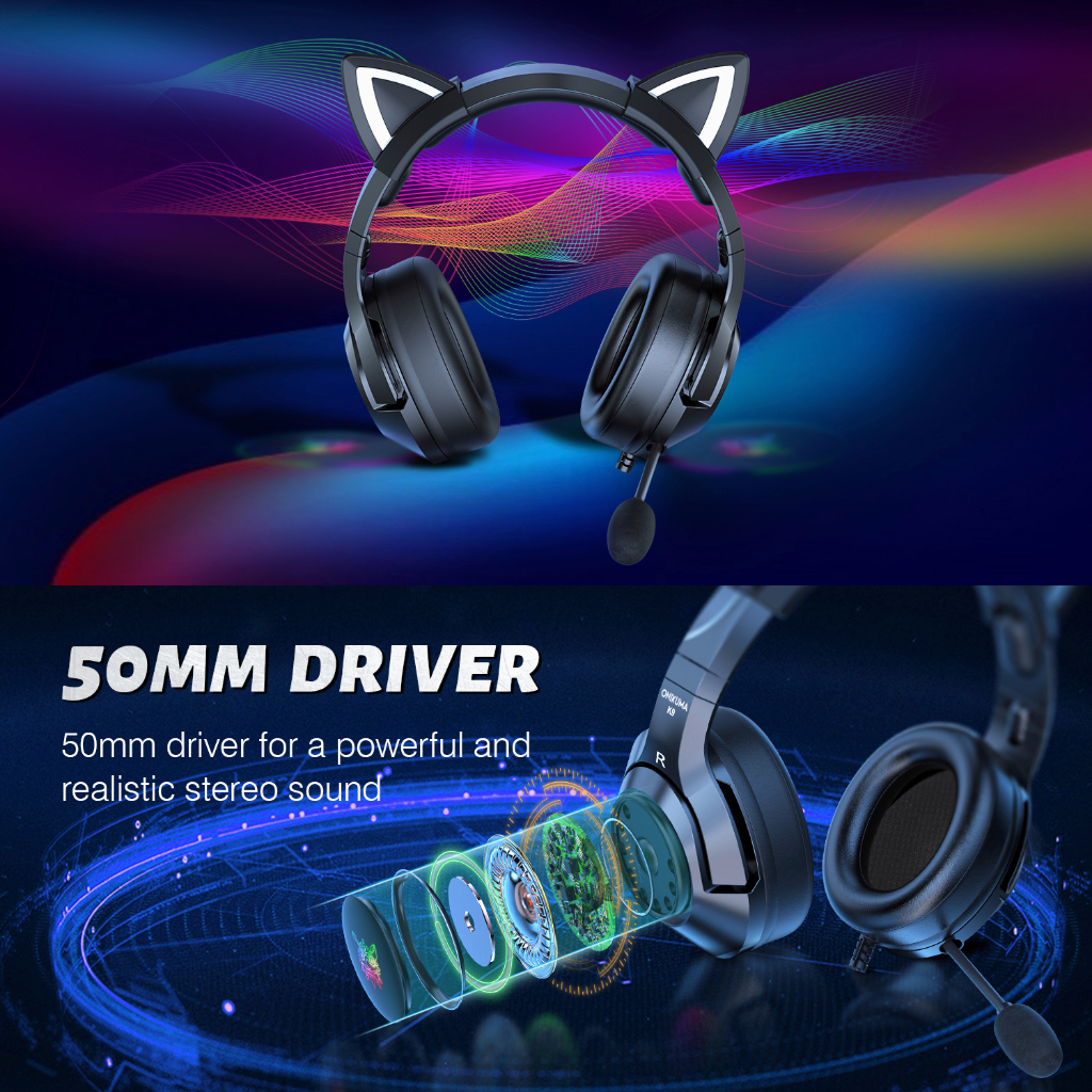 ONIKUMA K9 RGB Gaming Headset หูฟังเกมมิ่ง ใช้งานได้ทั้ง PC / Mobile ...
