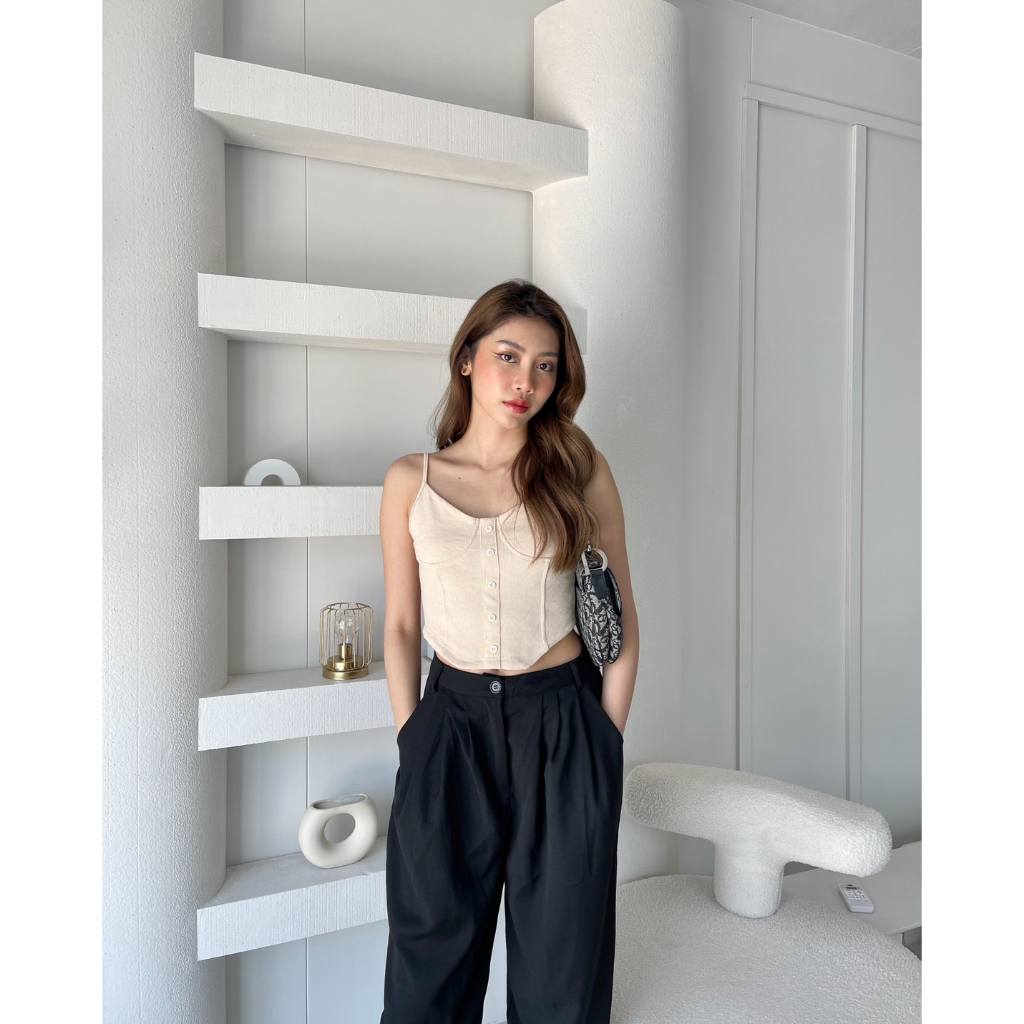 LADIESCLOTHESS #LC220 PIPER TOP เสื้อครอปสายเดี่ยว สไตล์ Y2K | Shopee Thailand