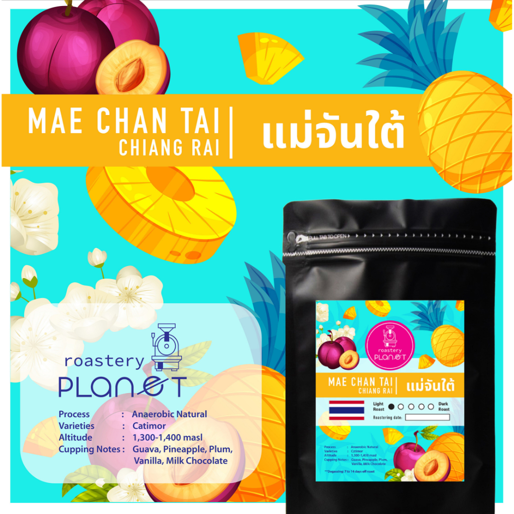 เมล็ดกาแฟคั่ว แม่จันใต้ Mae Chan Tai Anaerobic Natural (คั่วอ่อน) 200 g ...