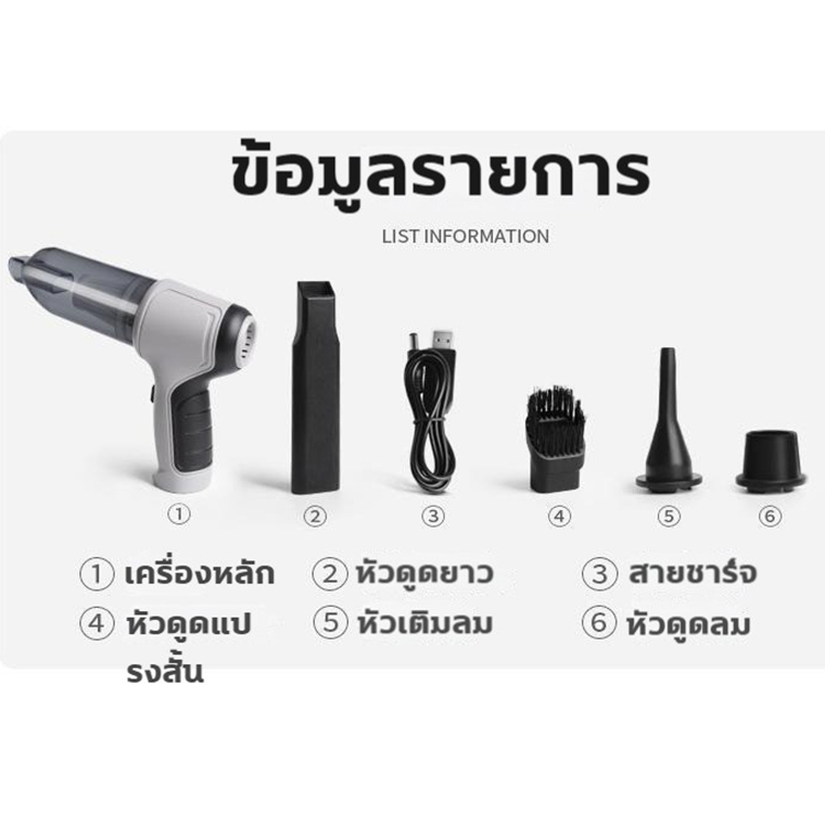 20000Paแรงดูดสูง เครื่องดูดในรถ 5500mAh 150w | Shopee Thailand