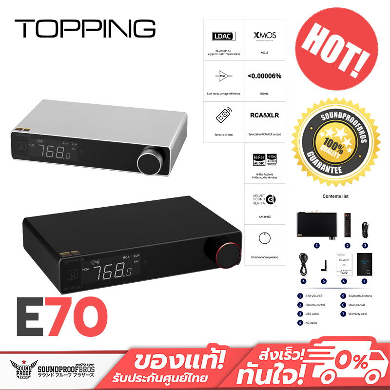 Topping E70 Velvet DAC ตั้งโต๊ะระดับเรือธง รองรับ Dual Hi-RES | Shopee Thailand