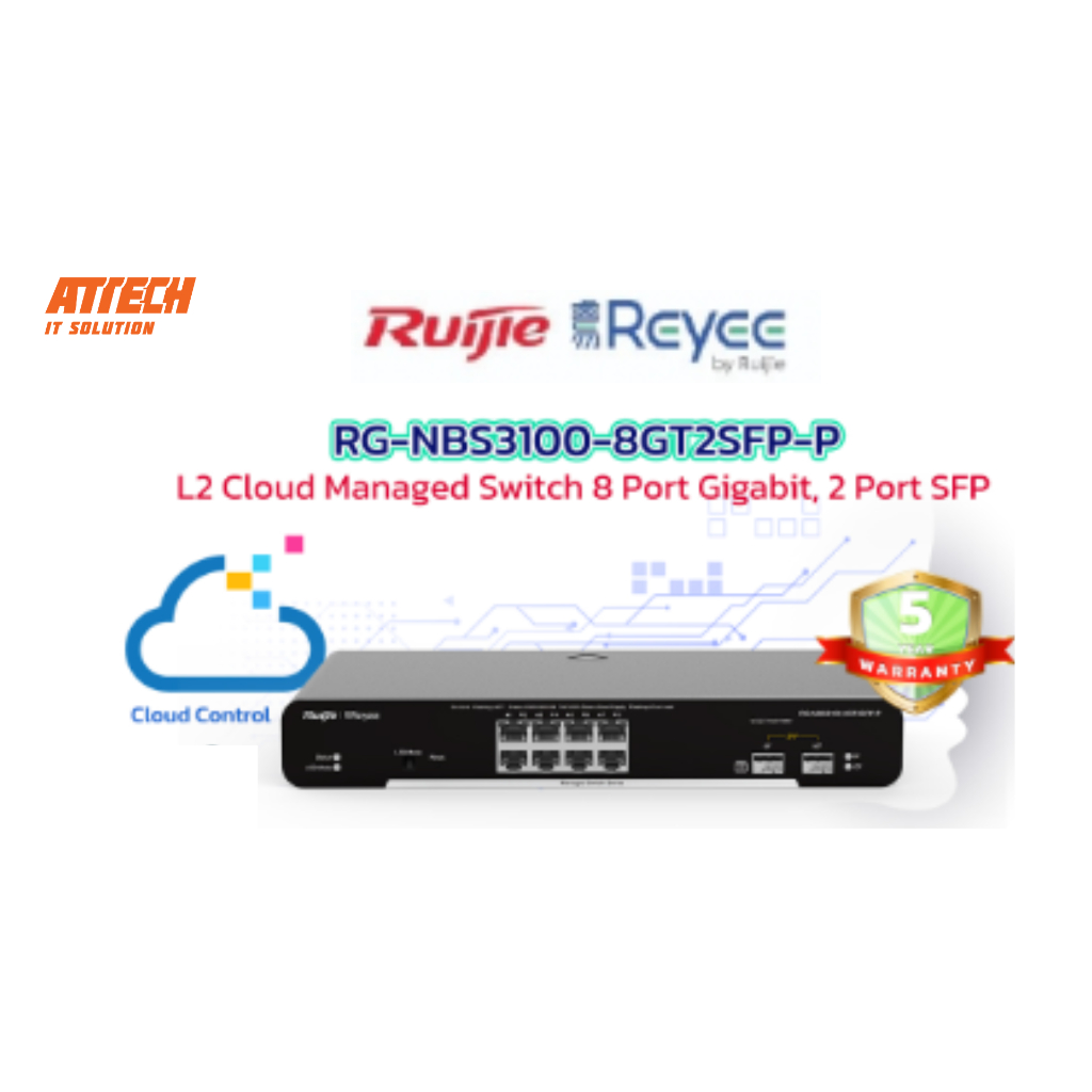 RG-NBS3100-8GT2SFP-P, 10-Port Gigabit Layer 2 Cloud Managed PoE Switch ...