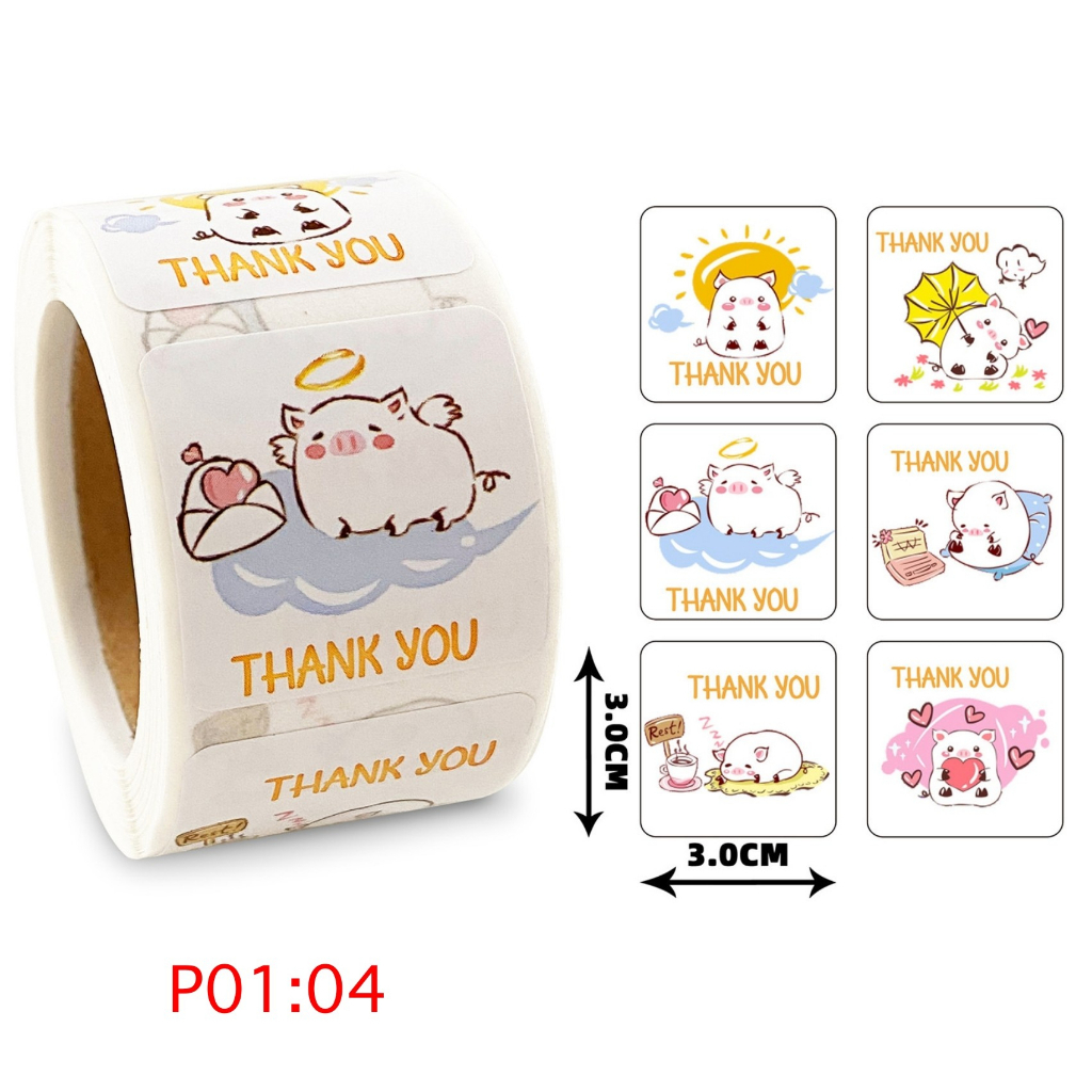 สติ๊กเกอร์ Thank you เหลี่ยม พร้อมส่ง ขนาด3x3cm | Shopee Thailand