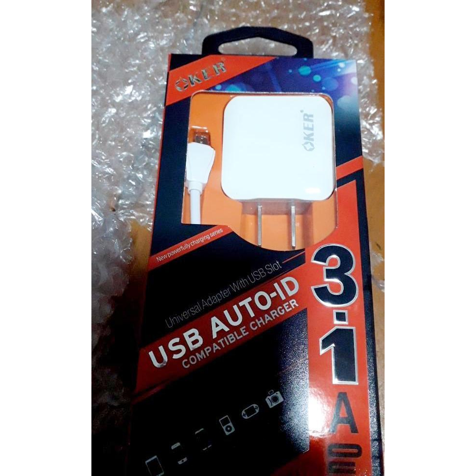 ส่งจากไทย OKER AUTO-ID UC-232 ปลั๊กไฟ USB 5V 3.1A พร้อมสายชาตท์ MICRO USB Universal Adapter with ...