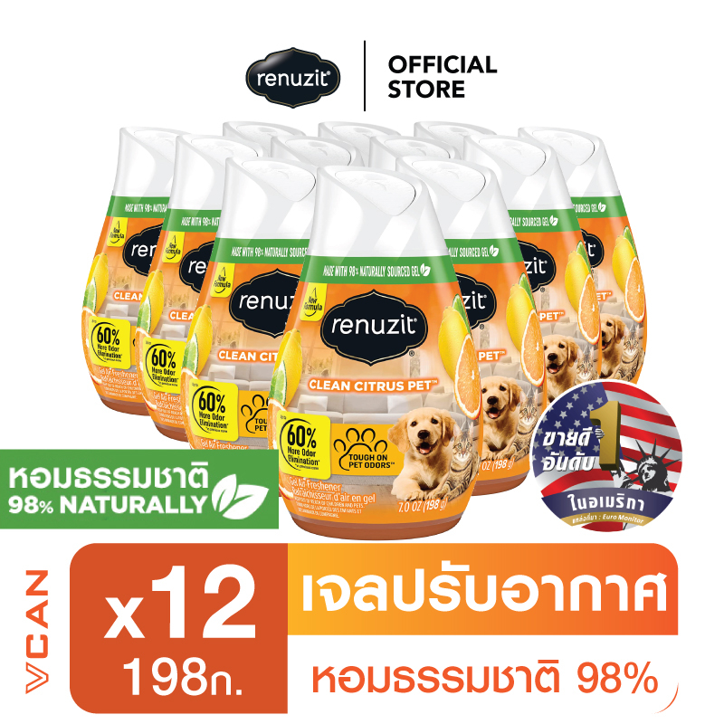 Renuzit Clean Citrus รีนูซิต เจลปรับอากาศกลิ่นคลีนซีตรัส 198 กรัม (ยก ...