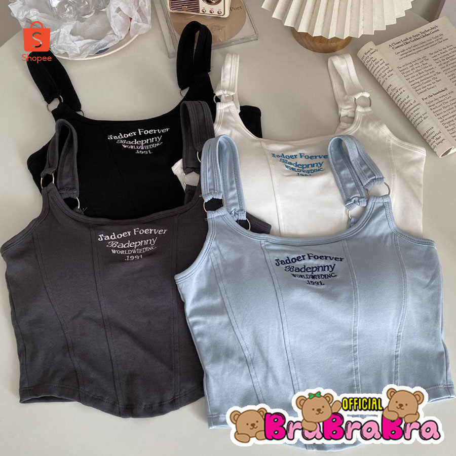 🧸💦𝑩𝒓𝒂𝑩𝒓𝒂𝑩𝒓𝒂⛱️🧸 #bra-204 เสื้อกล้ามสายเดี่ยว สไตล์ Y2K ฟองน้ำในตัว ...